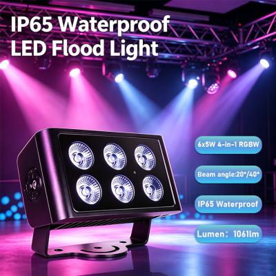 China Outdoor IP65 RGBW LED Floodlight | 6x5W 4-in-1, DMX512 Wide-Beam Wash for Gardens, Yards & Landscape Lighting for sale