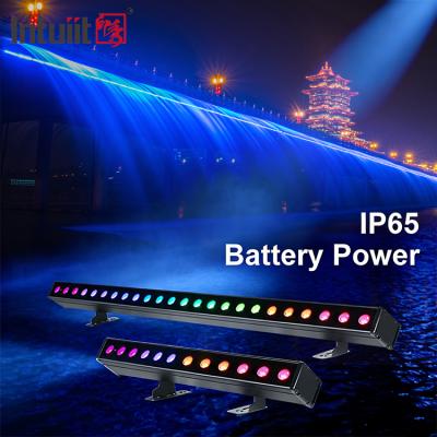 China 2x12W/24W RGBW 4-in-1 IP65 Battery Powered LED Wall Washer Bar — Cordless Wireless DMX512 Wash Light for Stage, Building & Events for sale