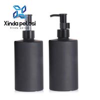 China Luxury Eco PCR Shampoo Packaging 200ml 350ml Black Plastic Recycled PE Lotion Bottle for sale