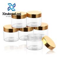 China 30ml 1 Oz Plastic Cosmetic Jars With Lids Gold  Empty Containers Biodegradable for sale