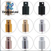 China Atomizer Perfume Pump Sprayer Gold Aluminum Curved Trigger Electroplating Lotion Pump Head for sale