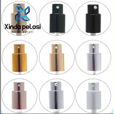 China Atomizer Perfume Pump Sprayer Gold Aluminum Curved Trigger Electroplating Lotion Pump Head for sale