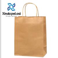 China Brown Kraft Paper Bag With Handle Food Packing Bag Biodegradable Machines Making for sale