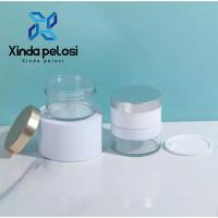 China Clear Transparent Cosmetic Containers Amber Glass Cream Jar With Gold Lid And Silver Cover for sale