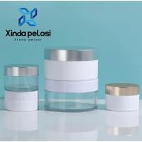China Clear Transparent Cosmetic Containers Amber Glass Cream Jar With Gold Lid And Silver Cover for sale