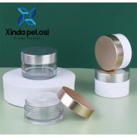 China Clear Transparent Cosmetic Containers Amber Glass Cream Jar With Gold Lid And Silver Cover for sale