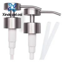 China 22 400 20 410 Empty Stainless Steel Refillable Lotion Pump Bathroom Satin Brushed Press Type for sale