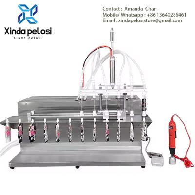 China Desktop  6 Heads Nozzles Bottle Filler Gear Pump Bottles Containers,Spout Bag Filling Machine for sale