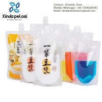 China Customized Logo Printing，Food Grade / Custom Printed Stand Up Spout Bags For Liquid Packaging for sale