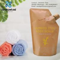 China Waterproof Recyclable Refillable Liquid Shampoo Stand Up Packaging Kraft Paper Pouch With Spout for sale