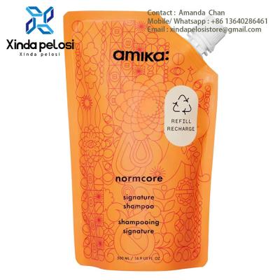 China Custom Printed Stand Up Liquid Soap Shampoo Packaging Bag Shower Gel Spouted Pouch for sale