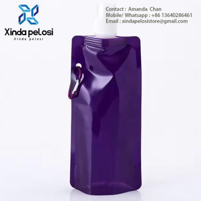 China Eco-Friendly Insulated Foldable Sports Plastic Reusable Stand Up Water Pouch With Clip for sale