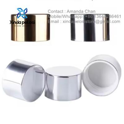 China Custom Wholesale Silver Color Cosmetic Lotion Crimp Plastic Aluminium Cap for sale