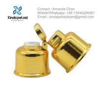 China Custom Color Cap Flip Top Gold Cosmetic Aluminum Bottle Lids Caps For Bottle for sale