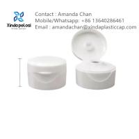 China White Ribbed Skirt Hinged Flip Top Dispensing Cap Plastic PP Cap For Bottles for sale