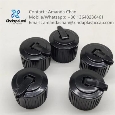 China Plastic PP Black Flip Top Screw Turret Flip Top Pour Spout Lid On Sale For Bottles for sale