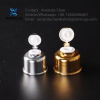 China Shiny Or Matte Gold Silver Cosmetic Bottle Cap Plastic Screw Flip Top Cap For Lotion Shampoo Bottle for sale