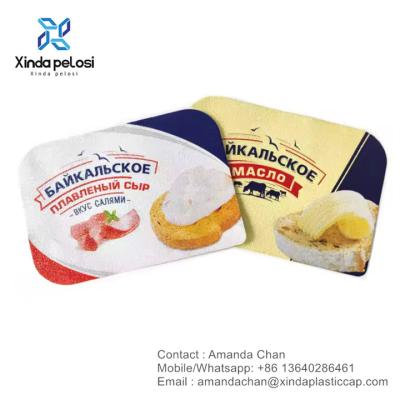 China Easy Peel Off Embossed Aluminum Foil Lid For Food Butter Container Cover Cap for sale