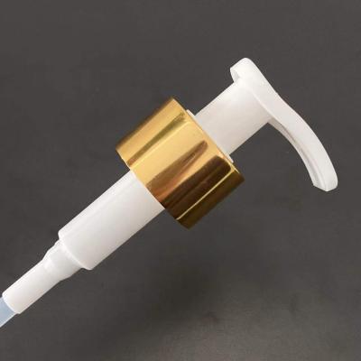 China Hot Sales 24/410 28/410 Aluminum Right Left Lock Plastic Bottle Lids Foundation Pump Lotion Pump Gold for sale