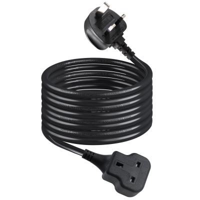 China UK 3-Pin Extension Cord 1M 13A 250V AC Power Cable with Pure Copper Conductors for sale