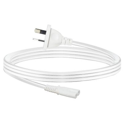 China SAA to IEC C7 Power Cord 2-Pin AU Plug 1M White ROHS Certified 250V for sale