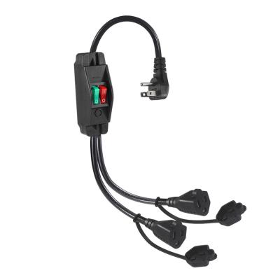 China 2ft NEMA 5-15P to 2 NEMA 5-15R Power Splitter Cord with Independent ON/OFF Switches 125V 13A for sale