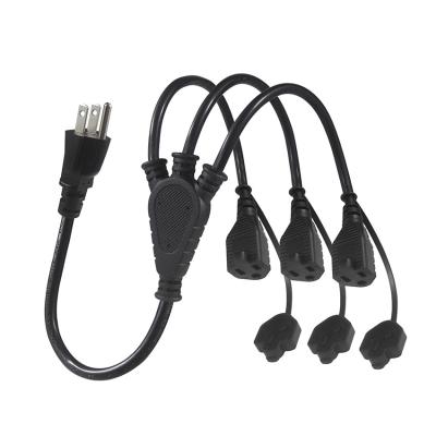 China NEMA 5-15P Extension Cord Splitter 1 to 3 Outlet 16/3 AWG 6FT for sale