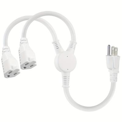 China NEMA5-15P to NEMA5-15R 1 to 2 Y Splitter Power Cord 125V 13A SJT 16AWG 3 Wire 6FT for sale