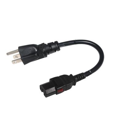 China NEMA 5-15 to IEC C15 AC Power Cord 16AWG-18AWG 0.8M for Computers for sale