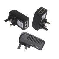 China 24V 1A 48V 0.5A POE Injector Splitter with UK Plug - IEEE 802.3af Compliant 24W Power Over Ethernet Adapter for sale