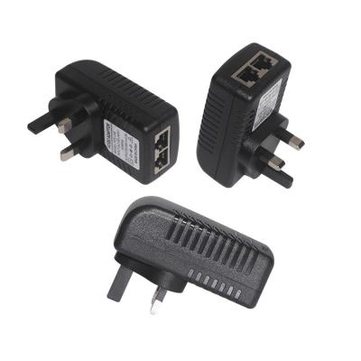 China 24V 1A 48V 0.5A POE Injector Splitter with UK Plug - IEEE 802.3af Compliant 24W Power Over Ethernet Adapter for sale
