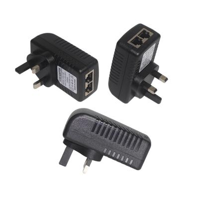 China UK Plug 24V 1A POE Injector with Dual RJ45 Ports for IP Camera and Network Devices for sale