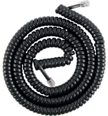China RJ11 6P4C Spiral Telephone Cable 12FT Male to Male 24AWG for Phone Modem Fax for sale