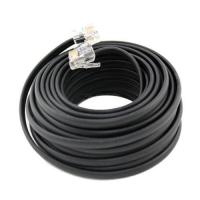 China 25ft Black RJ11 Telephone Cable 4P4C 4P2C Extension Cord - 24AWG to 28AWG Copper Conductor for sale