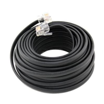 China 25ft Black RJ11 Telephone Cable 4P4C 4P2C Extension Cord - 24AWG to 28AWG Copper Conductor for sale
