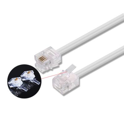 China 4P4C RJ11 Telephone Cable 25ft Male to Male with 24AWG-28AWG Copper Conductors and PVC Jacket for sale