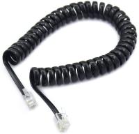 China Shielded RJ11 Coiled Telephone Cable 24AWG 4P4C Black PVC for Handset Connections for sale