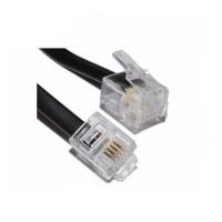 China Shielded RJ12 to RJ12 6P6C Telephone Cable 24AWG Black PVC 1m Length with CE RoHS Certification for sale