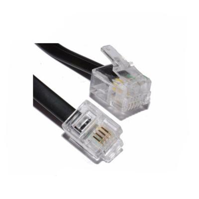 China Shielded RJ12 to RJ12 6P6C Telephone Cable 24AWG Black PVC 1m Length with CE RoHS Certification for sale