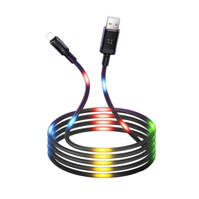 China Voice Control LED USB Type-C Charging Cable 5V/2A Fast Charge with Colorful Light 100cm Length for sale