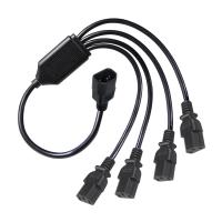 China C14 to 4xC13 Power Y Splitter Cable 16A 250V H05VV-F 1m Black PVC Copper for sale