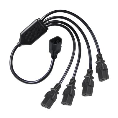 China C14 to 4xC13 Power Y Splitter Cable 16A 250V H05VV-F 1m Black PVC Copper for sale