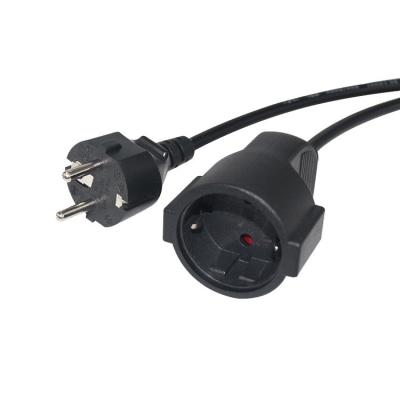 China Schuko EU Plug Extension Cable 0.3M H05VV-F 3x0.75mm² 16A 110V-250V CE VDE Certified for sale