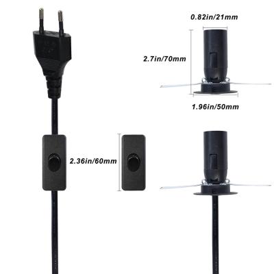 China EU Power Cable with E12 E14 E27 Lamp Holder and On/Off Switch - 110V-250V, 2.5A-13A Rating, 3ft-10ft Length Options for sale