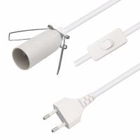 China European 2 Prong AC Power Cord with Edison Socket - 220V, 1-3m Length, Multiple Lamp Holder Options for sale