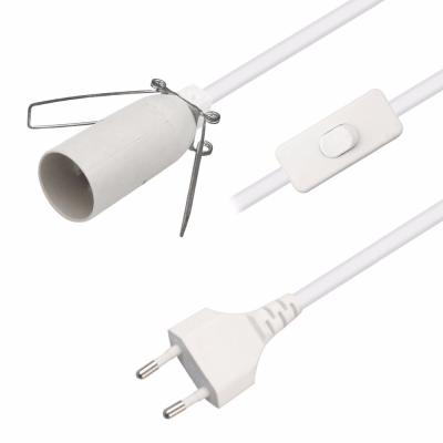 China European 2 Prong AC Power Cord with Edison Socket - 220V, 1-3m Length, Multiple Lamp Holder Options for sale