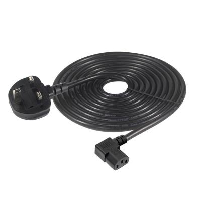 China 1.5M UK BS1363 to IEC C13 Right Angle Power Cord Pure Copper 13A 250V for sale