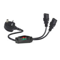 China UK Plug 2xC13 Y Splitter Power Cord 7A 0.8M Black White for sale