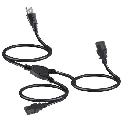China NEMA 5-15P to 2x C13 Y Splitter Power Cord 16AWG 15A 125V UL Listed for sale