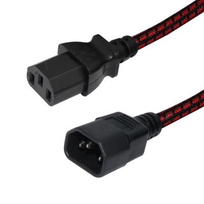 China VDE Certified 3Ft IEC C13 to C14 Male to Female Extension Cable 18AWG for UPS Desktop PC for sale
